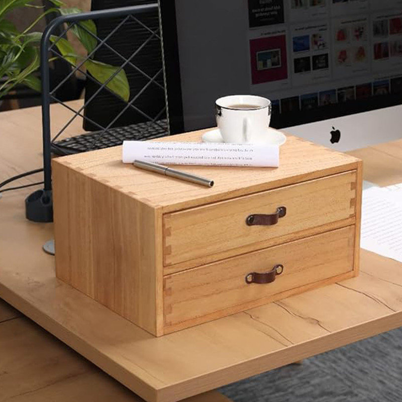 Union Rustic Desktop Storage Drawers for Office Supplies File Paper Storage - Wood Chest/Small ...