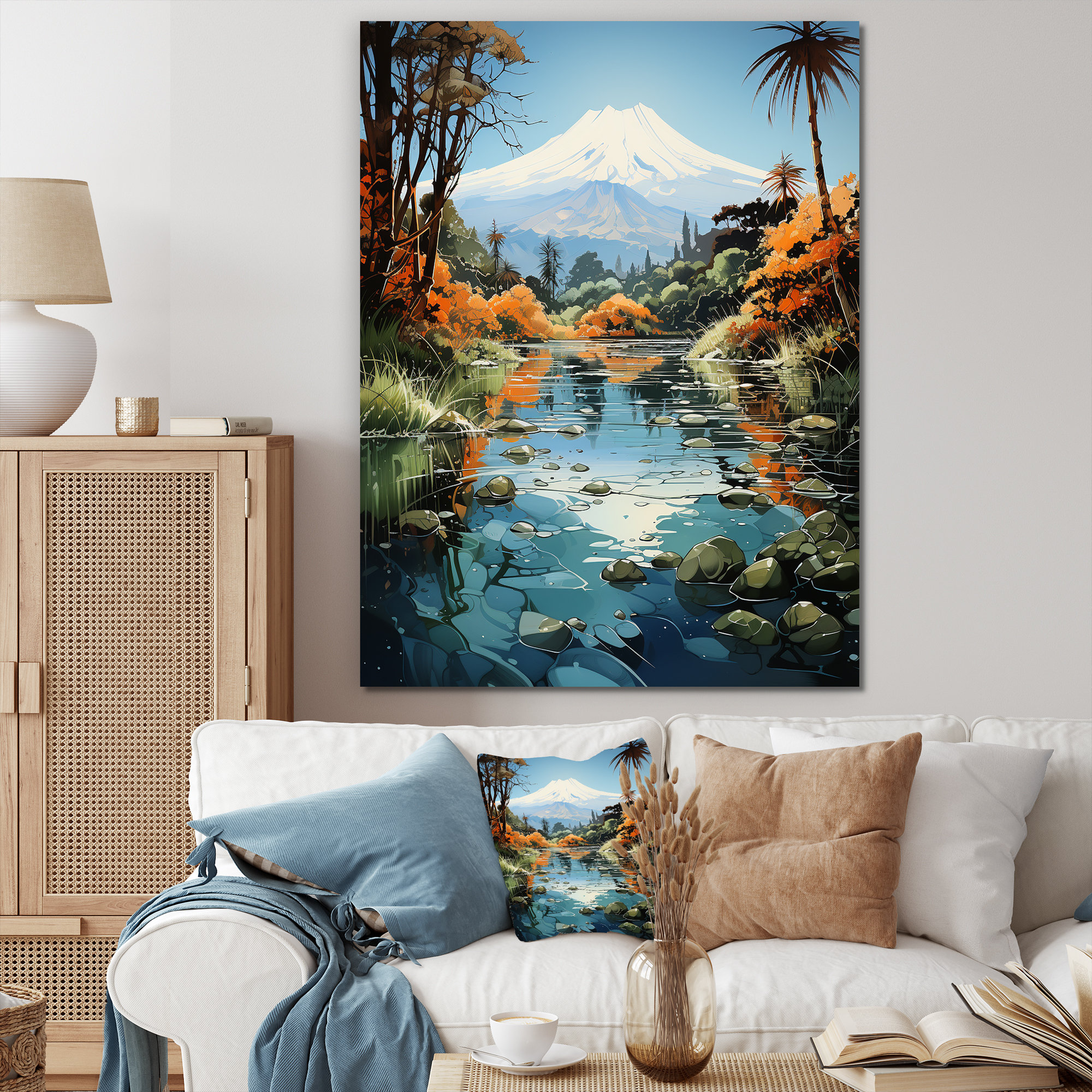 Design Art Volcano Volcanic Reflections On Canvas Print | Wayfair