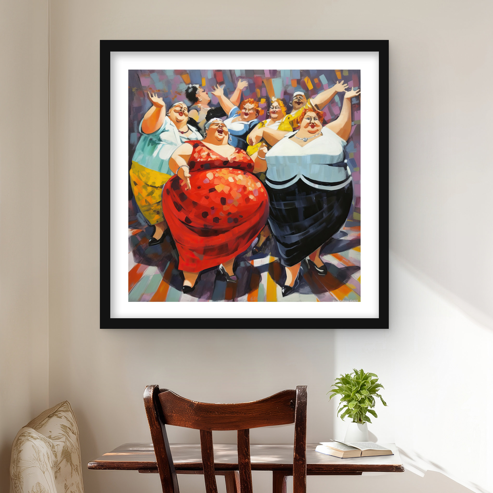 Lark Manor™ The cheerful women - Blue Framed Matted Print | Home Decor ...