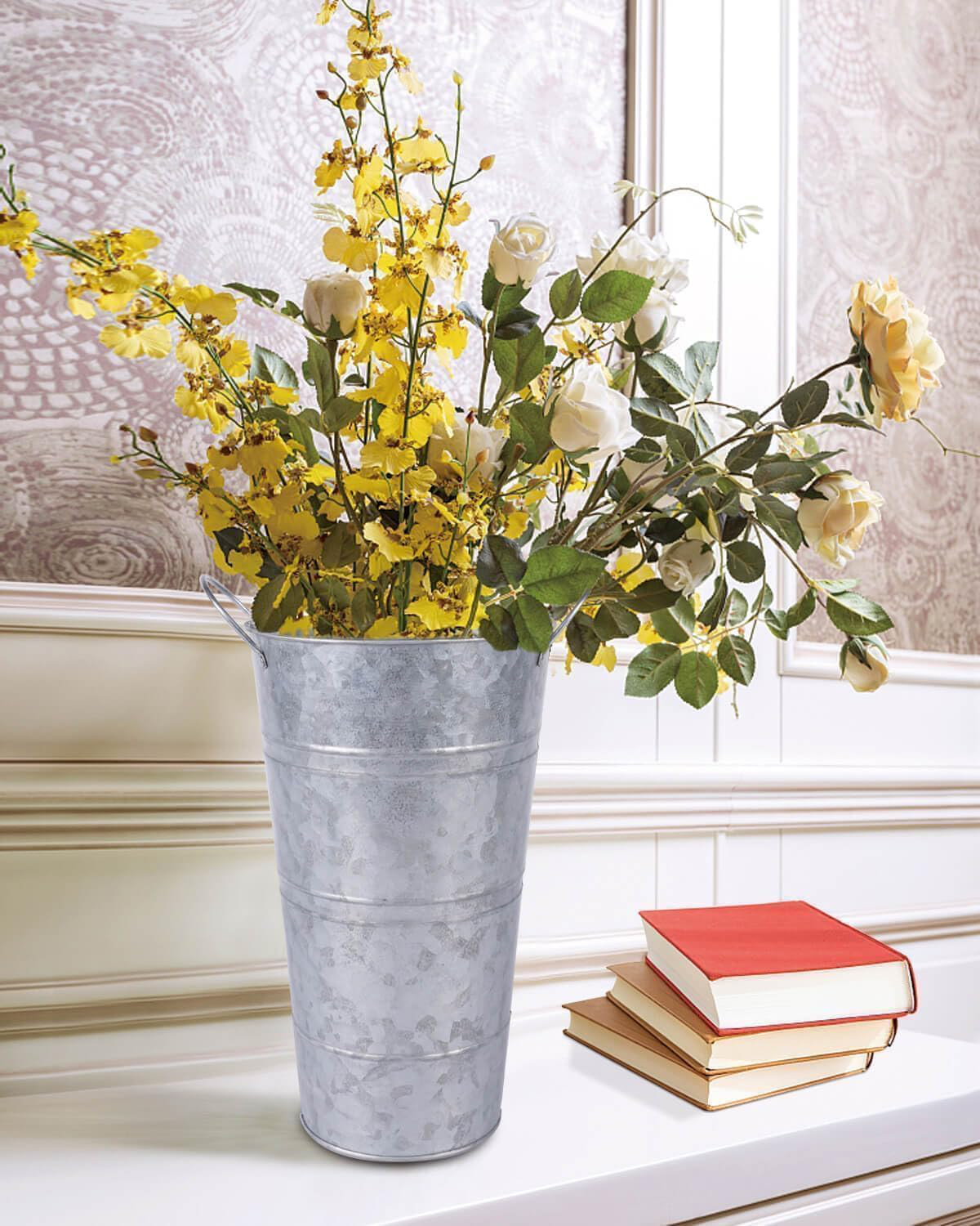 August Grove® Set Of 6, 12-inch Galvanized Metal Flower Vases With ...