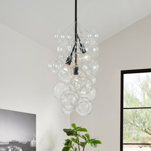 Ivy Bronx Lelaina 3 - Light Cluster Bubble Glass Chandelier & Reviews ...