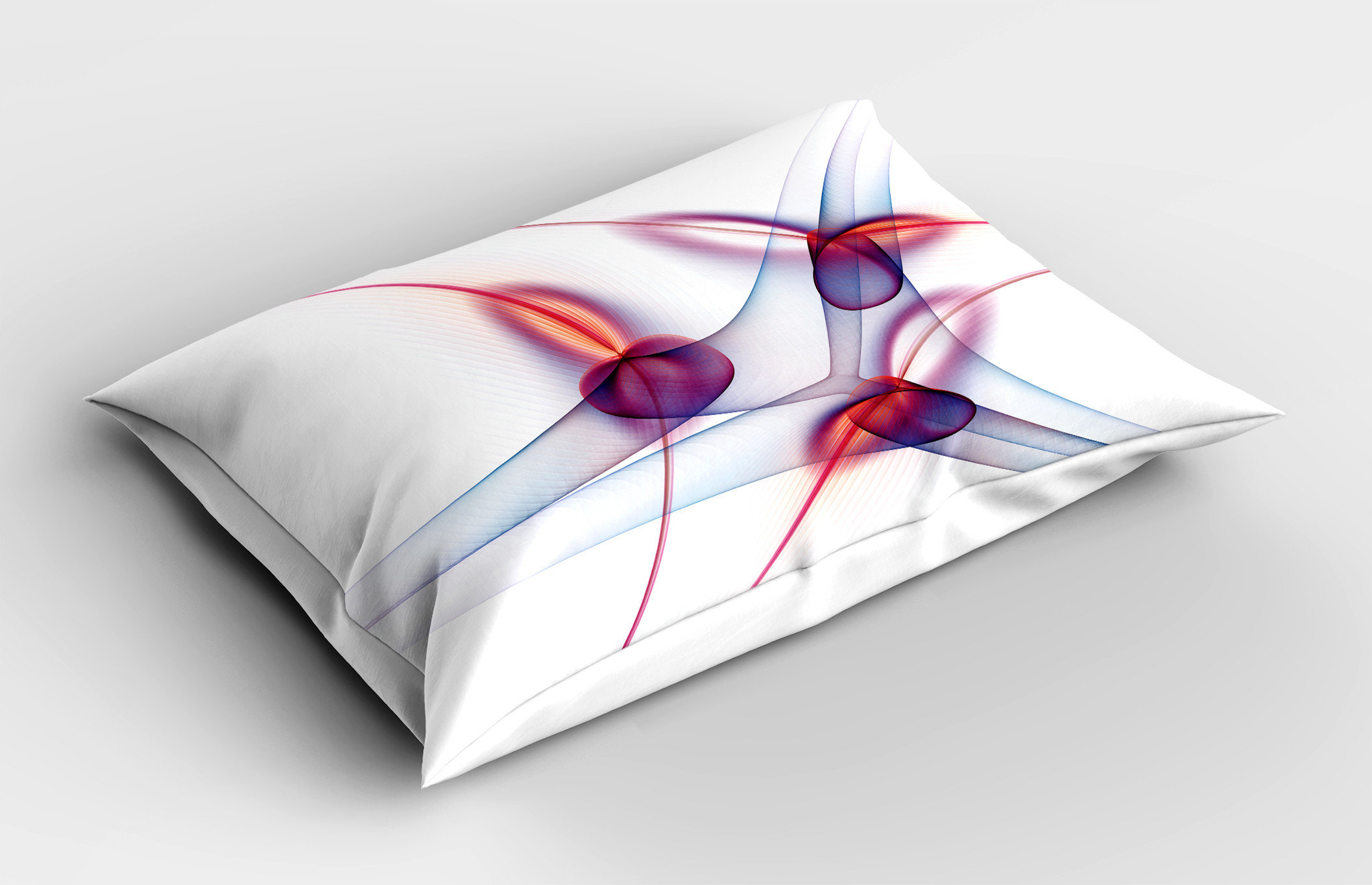 Ambesonne White Pillow Sham 2 Pack Modern Wavy Patterns Art Red Blue ...