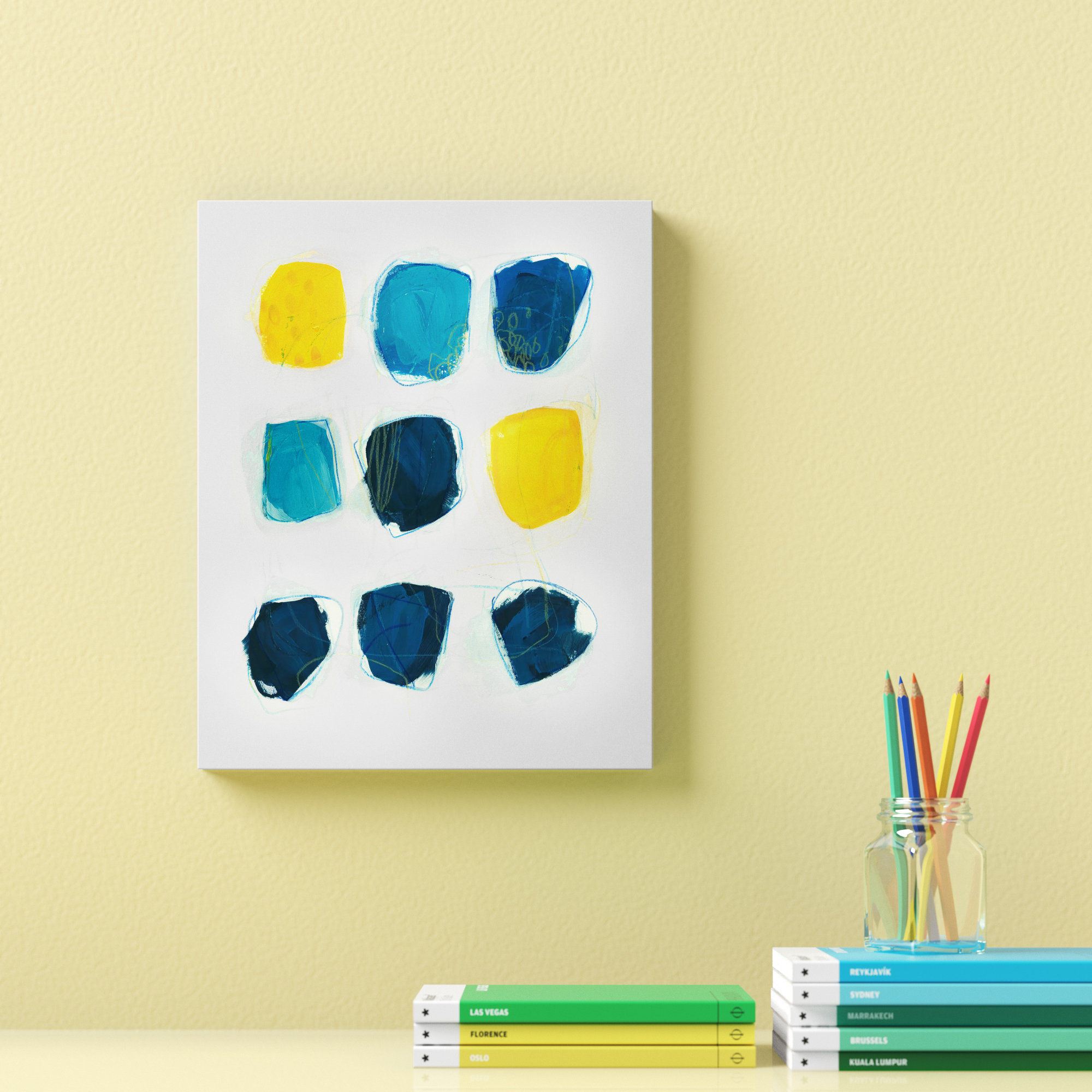 Ivy Bronx Banko 'Lemon & Indigo I' - Graphic Art Print on Canvas ...