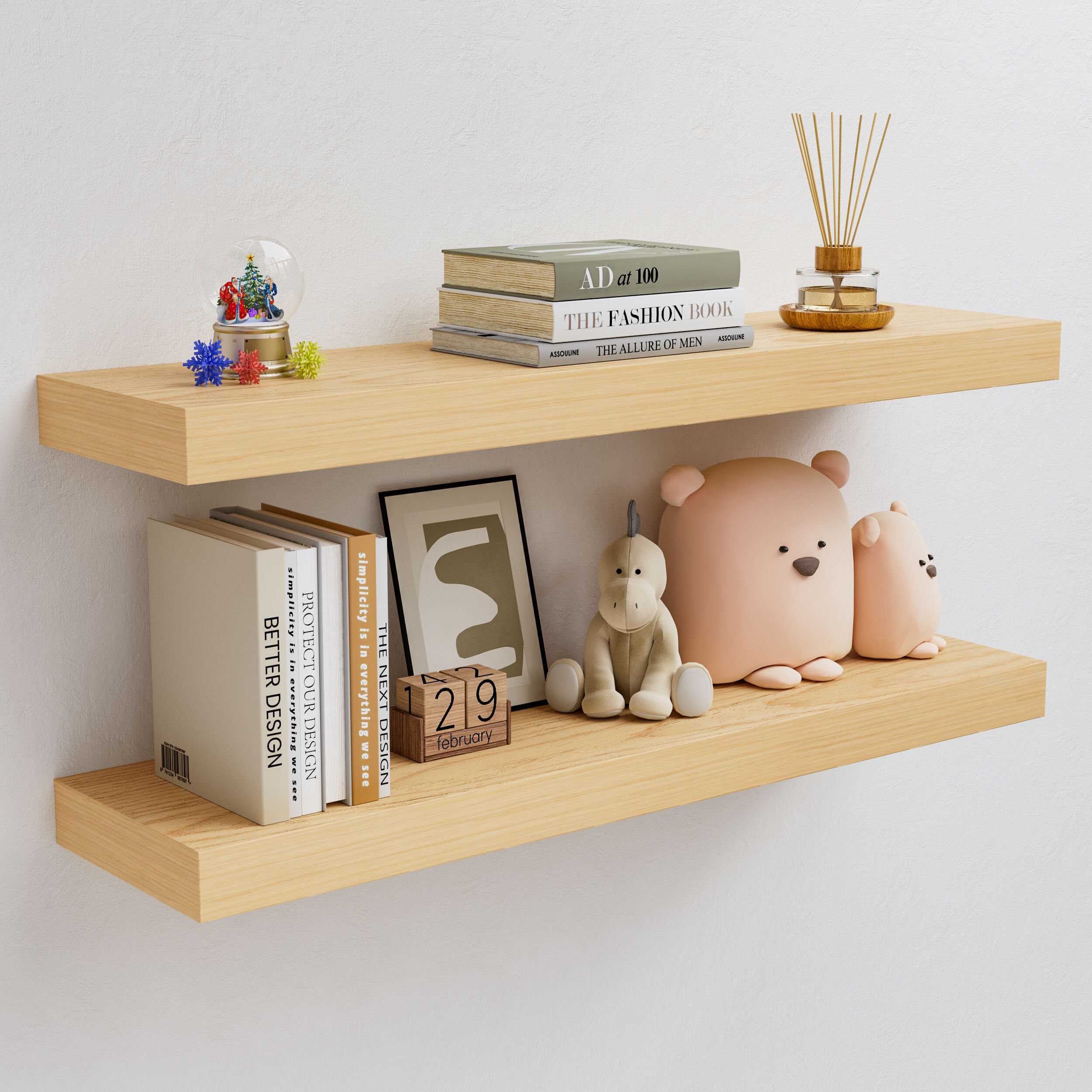 Millwood Pines Friesen 2 Piece Painted Wood Floating Shelves, Bathroom ...
