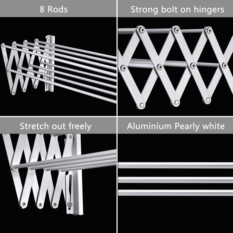 Rebrilliant Aluminum Foldable Wall-Mounted Drying Rack | Wayfair