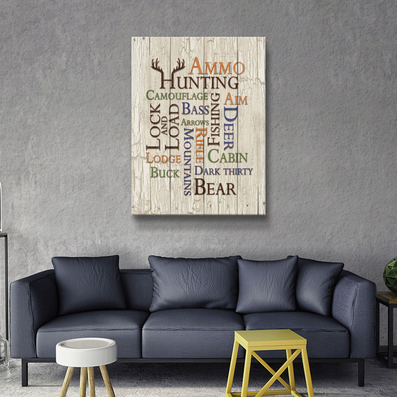 Millwood Pines Hunting Words On Canvas by Dee Dee Print & Reviews | Wayfair