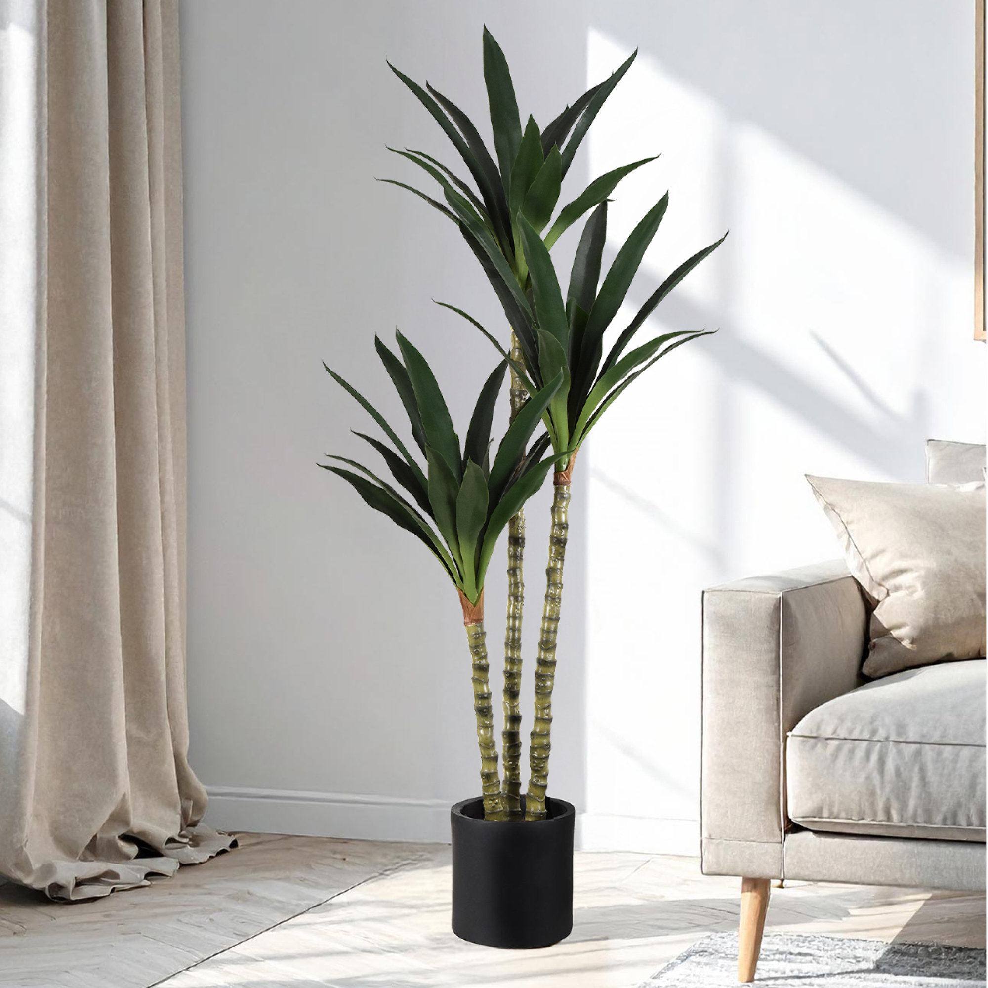 Latitude Run® Artificial Dutch Iron Tree in Cement Pot Faux Plant for ...