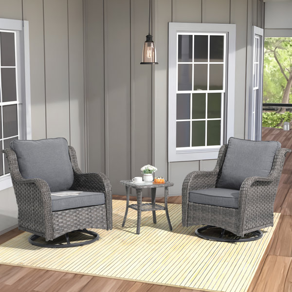 Lark Manor Aviah 3 Piece Rattan Seating Group with Cushions & Reviews ...