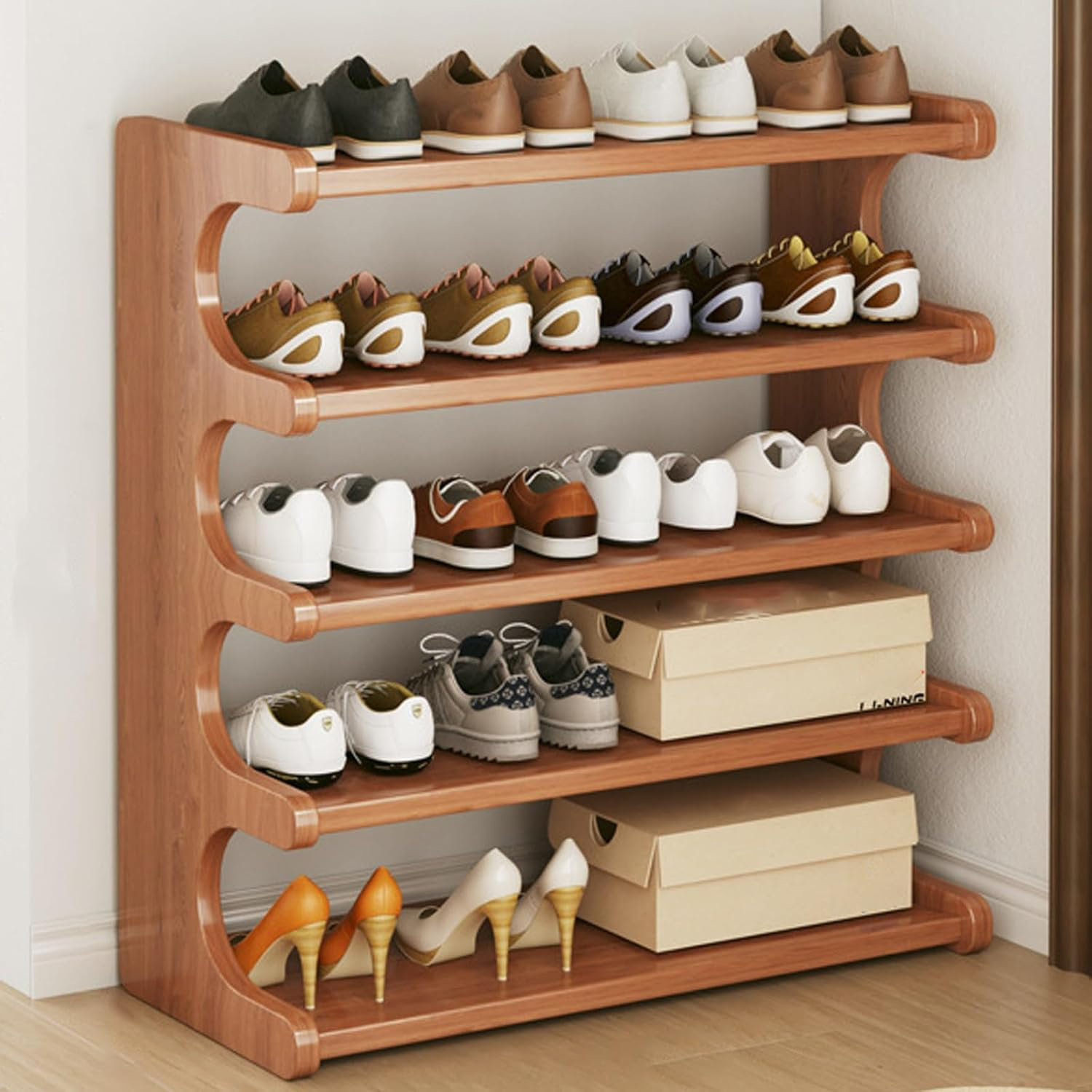 Latitude Run® Brown Multi-Layer Freestanding Space-Saving Bamboo Shoe ...