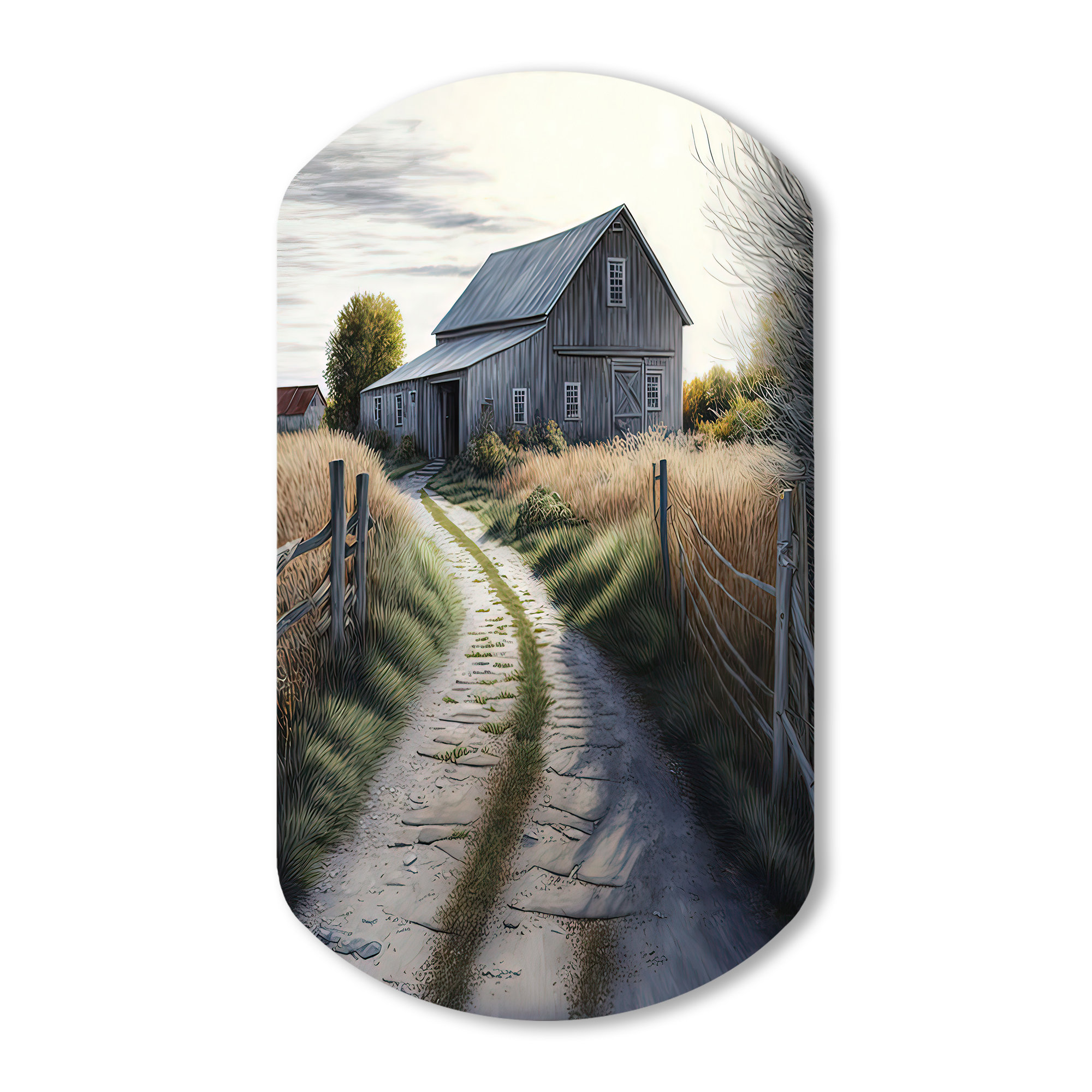 Design Art Picturesque Winding Path And Barn IV - Barn Farm Ranch ...