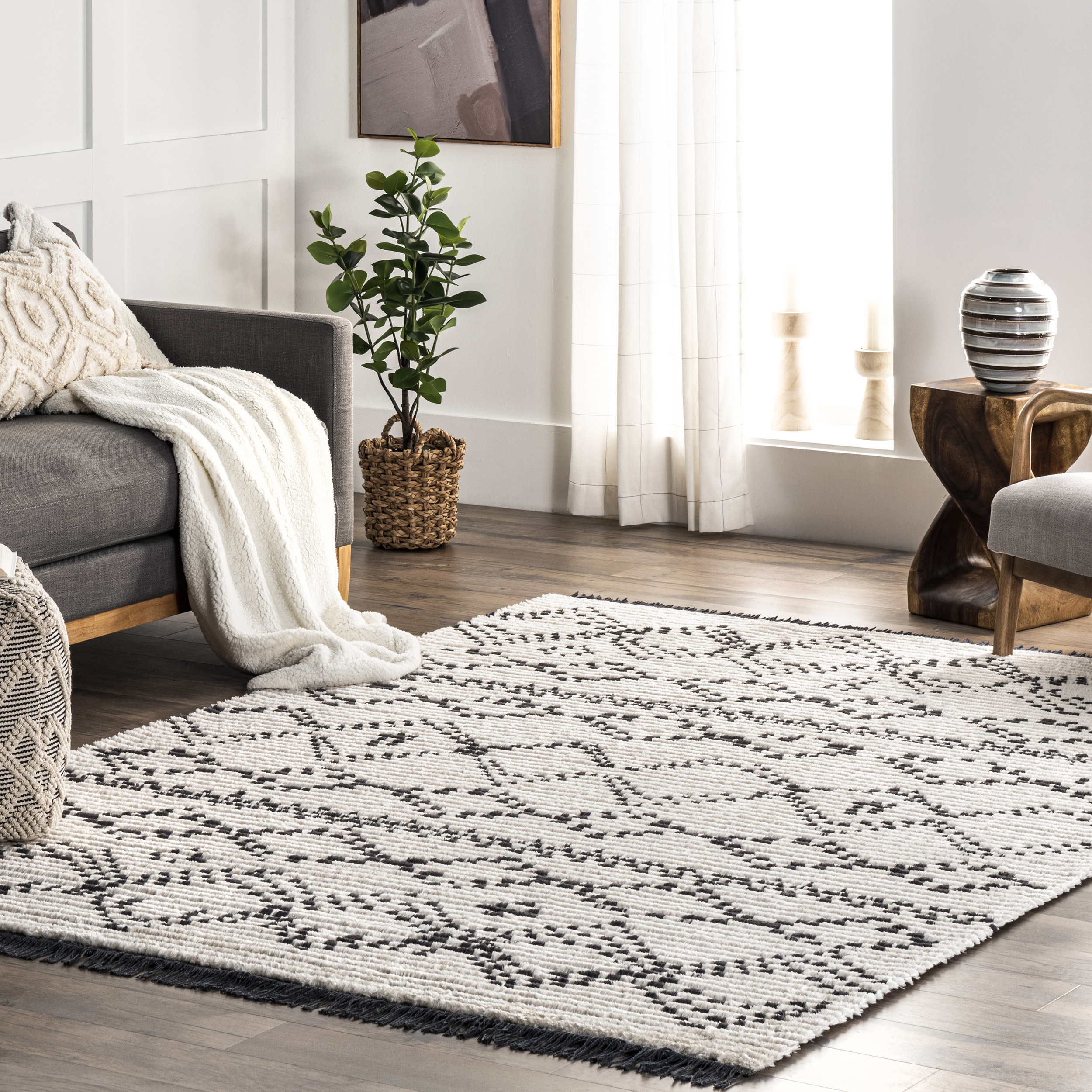 Union Rustic Herchel Moroccan Shag Area Rug for Living Room Bedroom ...