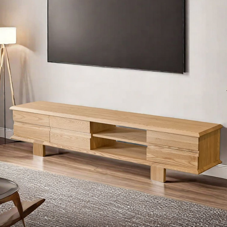 EXCEEB Ash Wood TV Stand with Six Drawers | Wayfair