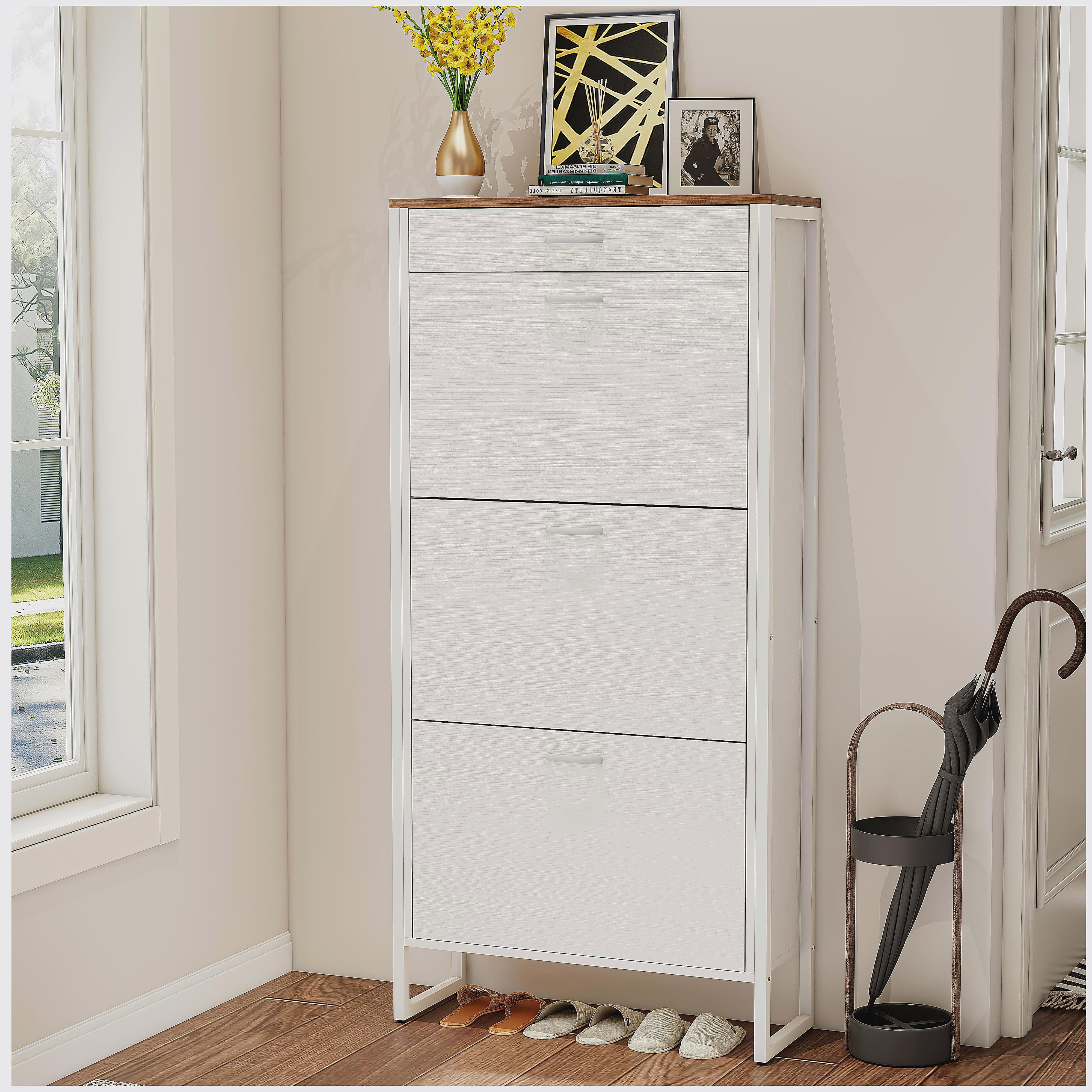 Corrigan Studio® Shoe Storage Cabinet with 3 Flip Drawers&1 Drawer ...