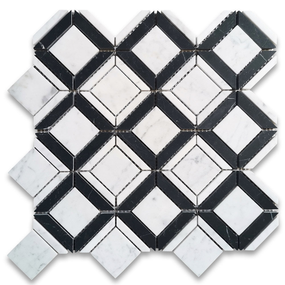 Marble Online 11" x 11" Marble Grid Mosaic Wall & Floor Tile | Wayfair