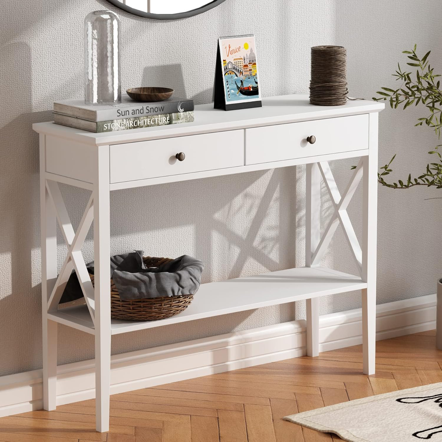 Breakwater Bay Console Table with Drawers, Narrow Wood Accent Sofa ...
