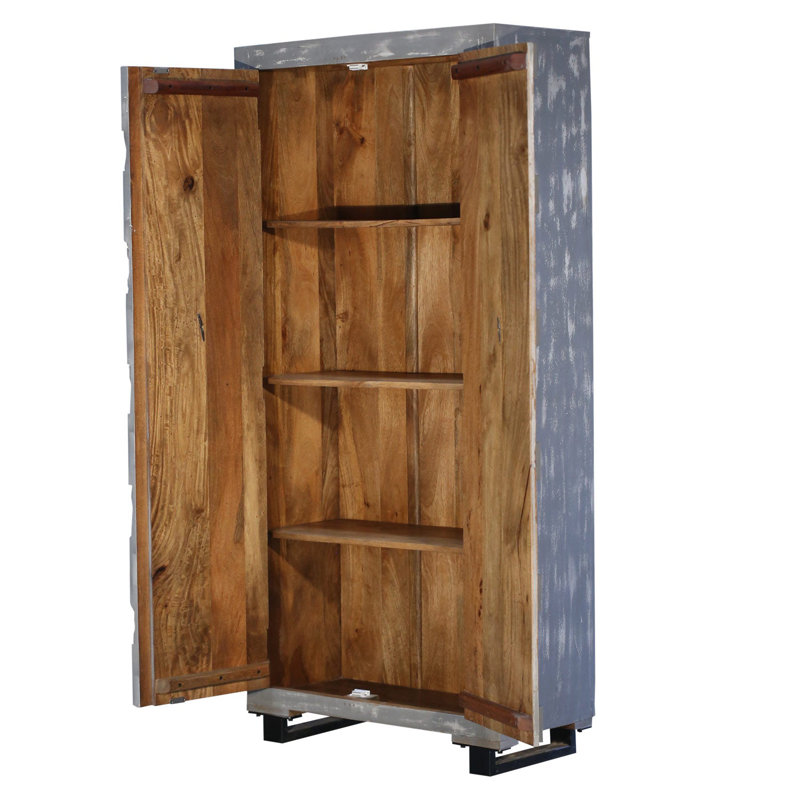 Far Pavilions Mid Century Modern Carved Mango Wood Gray Distressed ...