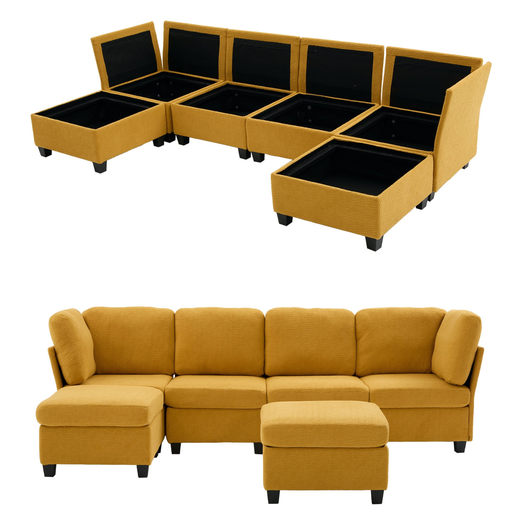 Latitude Run® Modular Sectional Sofa 6-Seat with Storage Ottoman ...