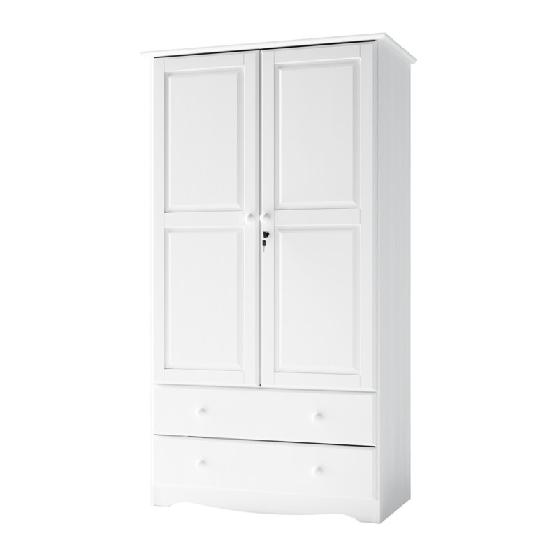 Winston Porter Primm Smart 100% Solid Wood 2-door Wardrobe Armoire with ...