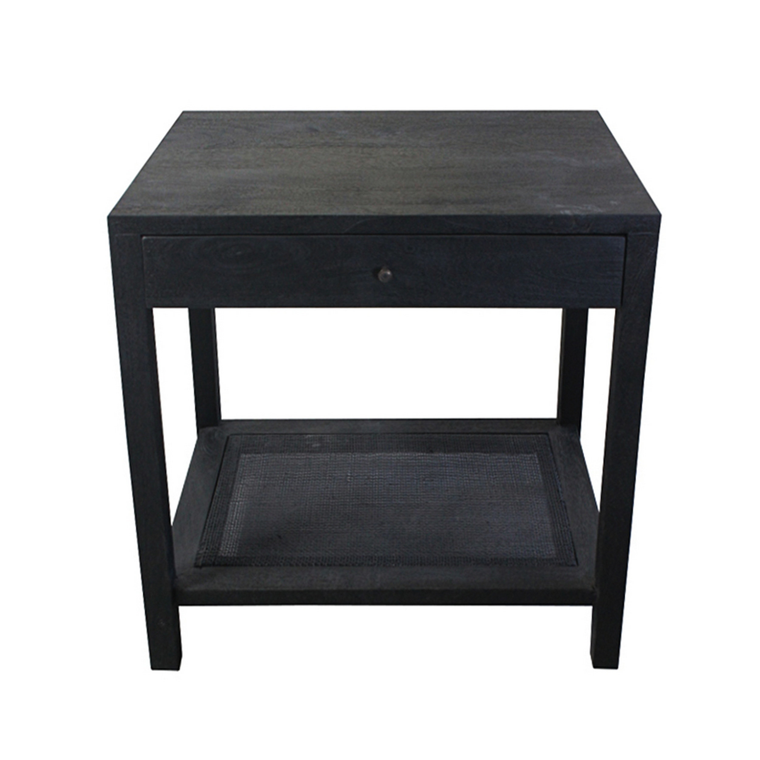 Gracie Oaks Square Espresso Brown Solid Wood And Cane Accent_End Table ...
