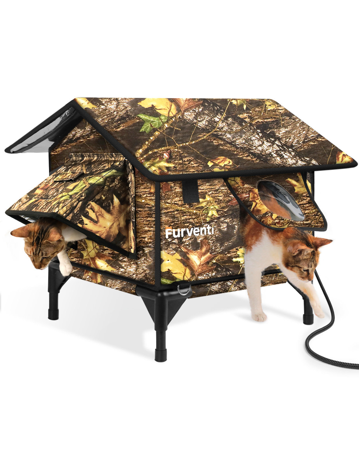 Clawsable Heated Outdoor Cat House With Heated Mat , Weatherproof ...
