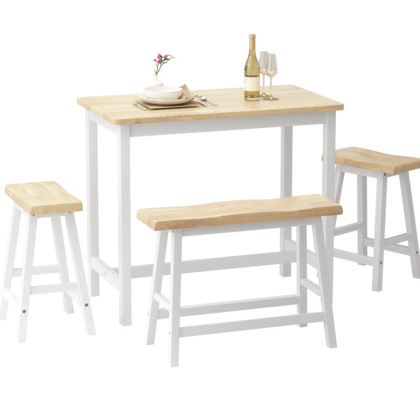 GZMWON 4 - Person Counter Height Solid Wood Dining Set Counter Height ...