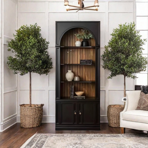 Parttlion American arched black bookcase | Wayfair