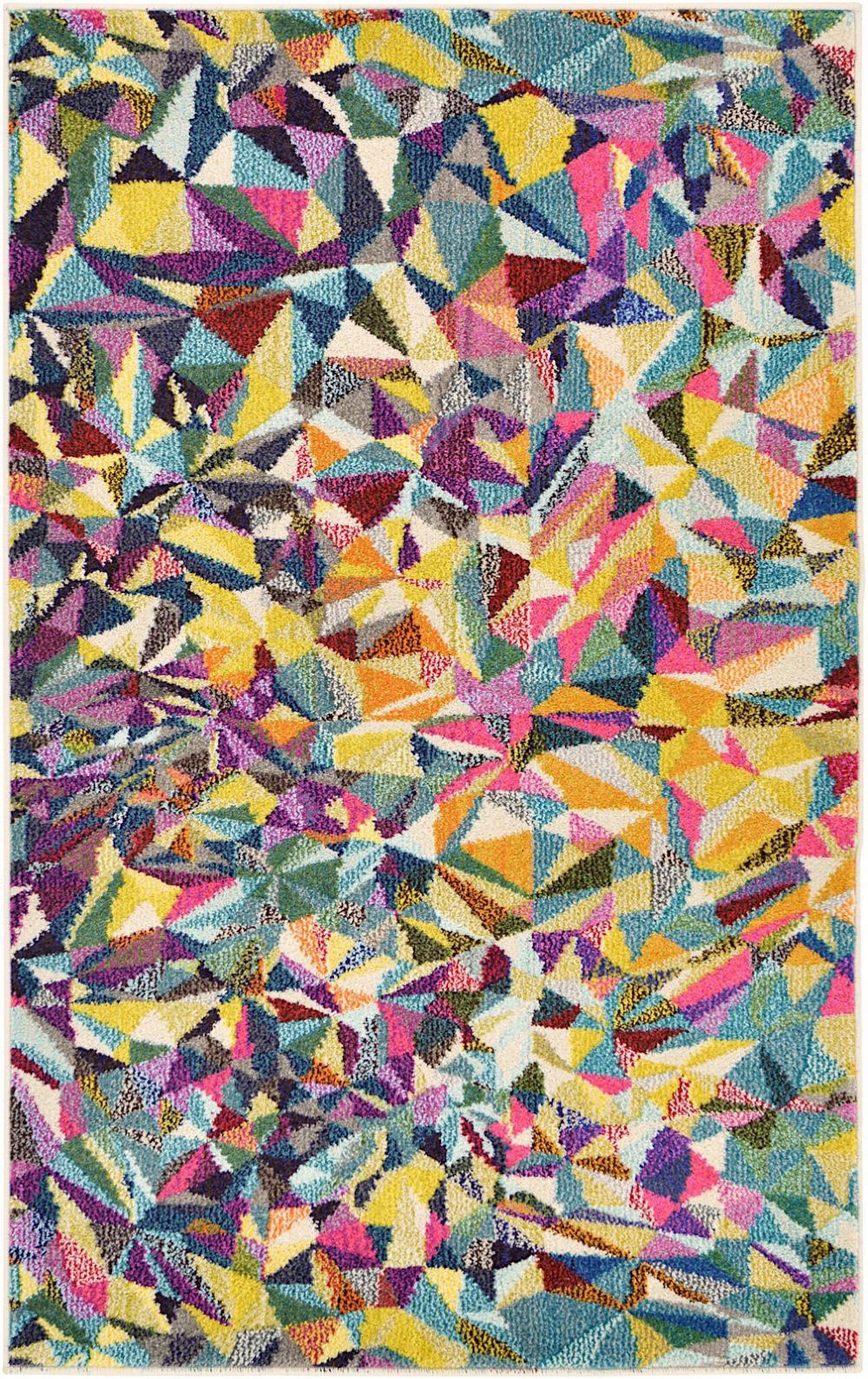 Ebern Designs Shirey Geometric Purple/Yellow/Gray Area Rug | Wayfair