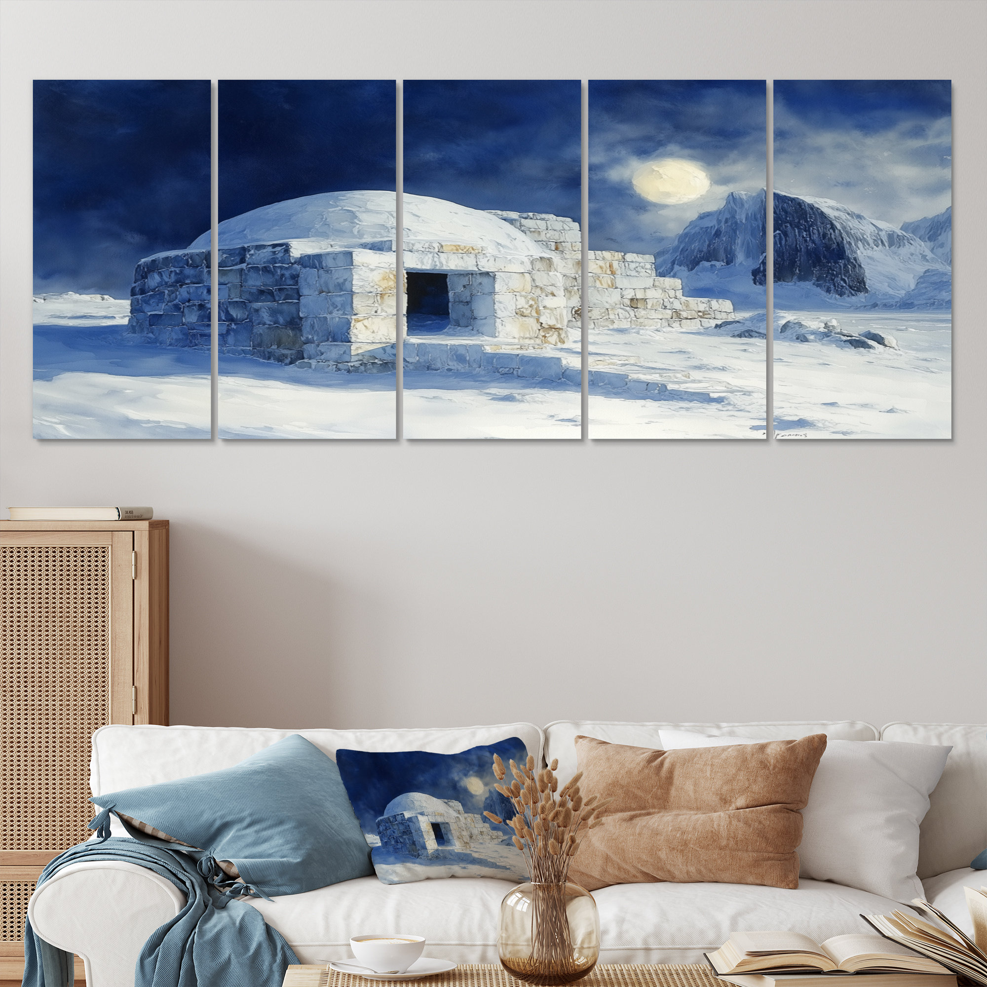 Millwood Pines Igloo In Blue And White Tones II - Winter Landscape Wall ...