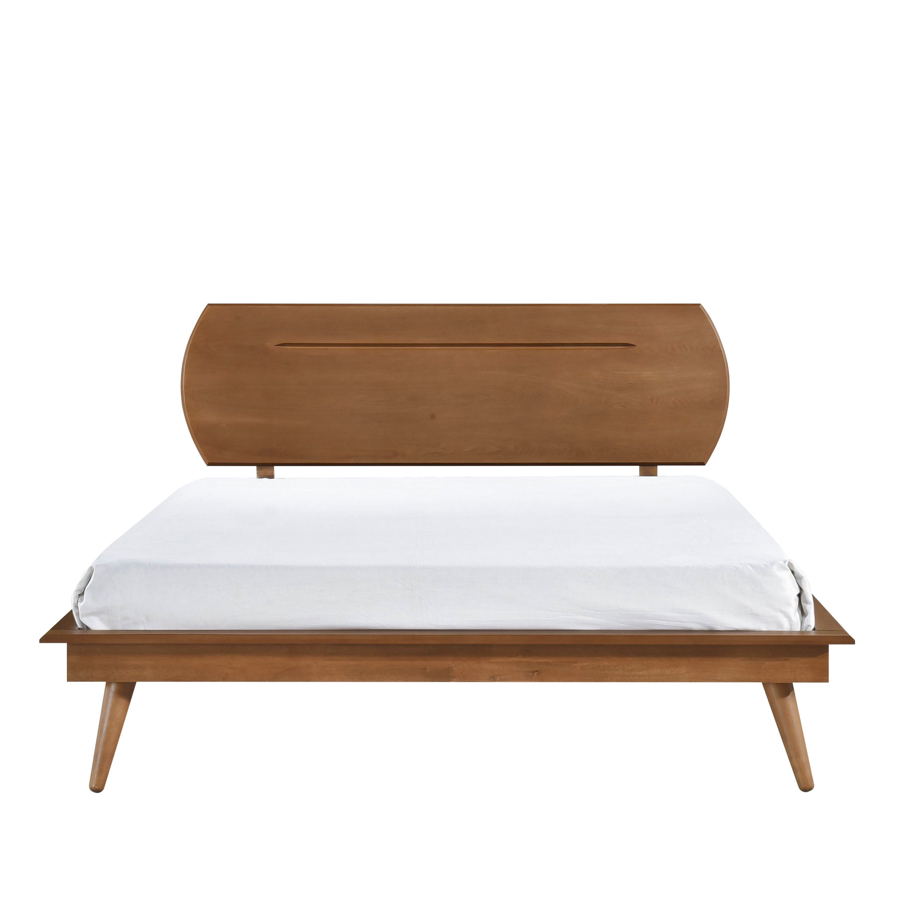 Ophelia & Co. Brown Queen Bed With Oval Headboard And Rails, Wood Frame ...
