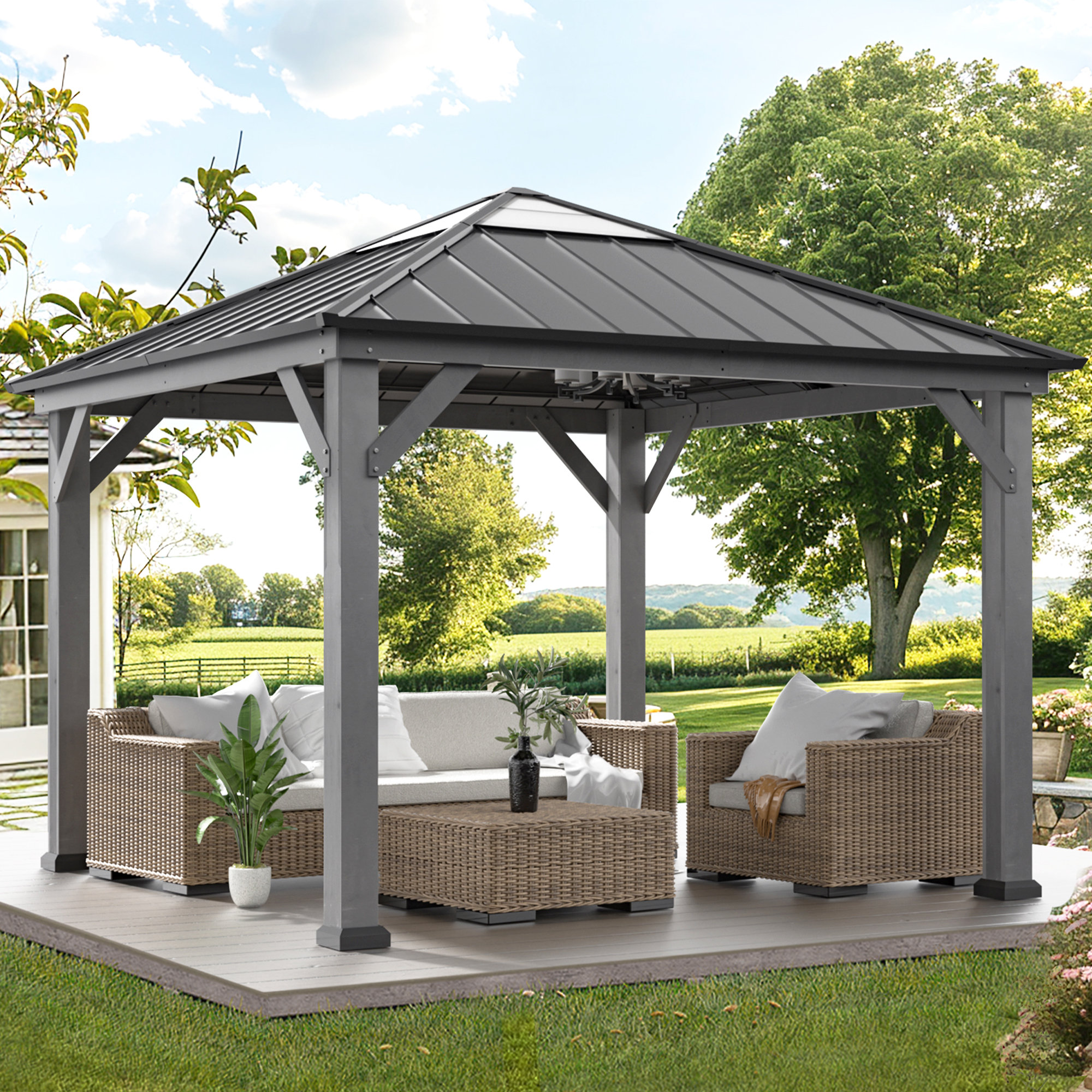 MODERN SHADE OUTDOOR LIVING SPACES Pavillon de jardin en bois de cèdre ...