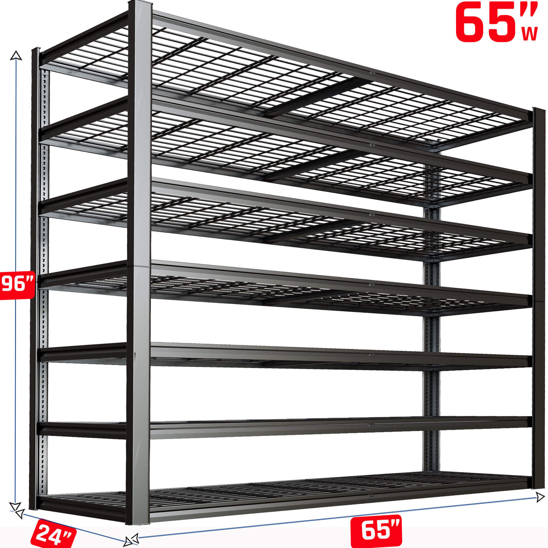 Rebrilliant Garage Shelving Heavy Duty , 65"W X24"D X96"H Metal Shelves ...