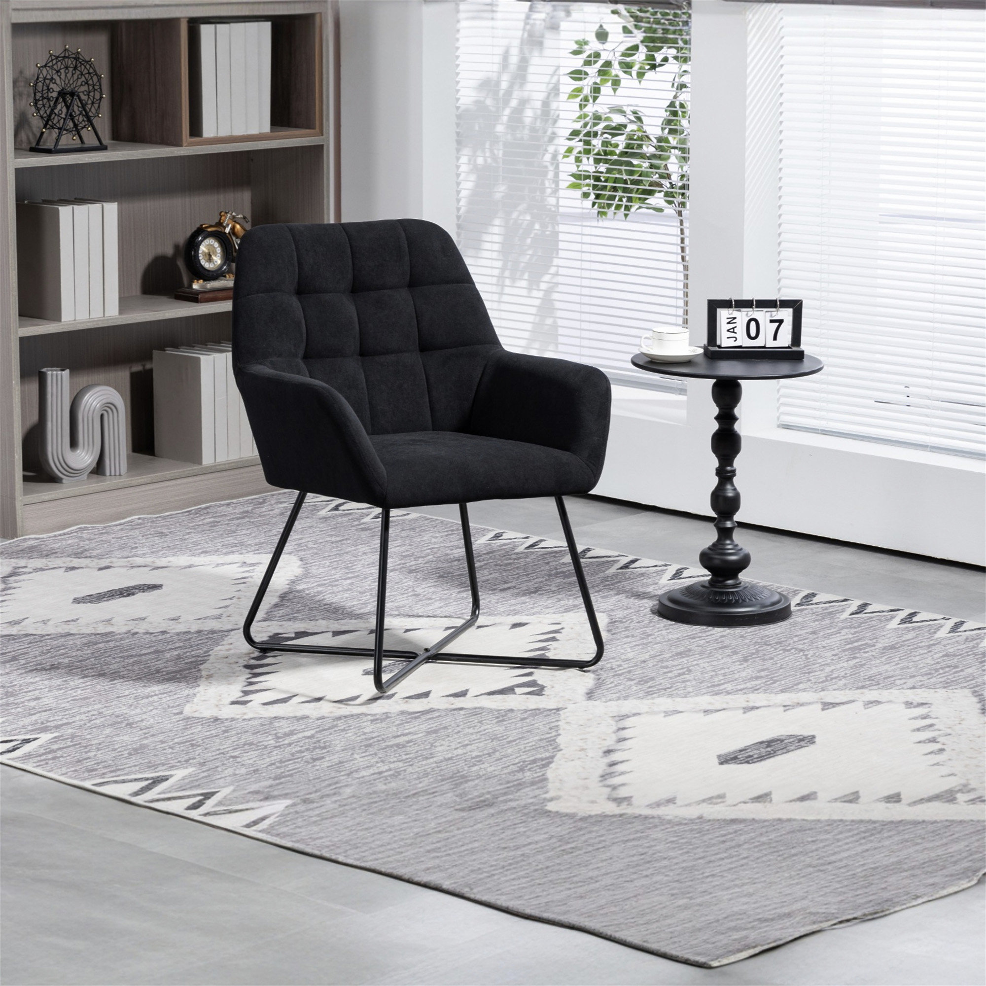 Mercer41 Modern Velvet Desk Chair Swirl Office Chair With Adjustable ...