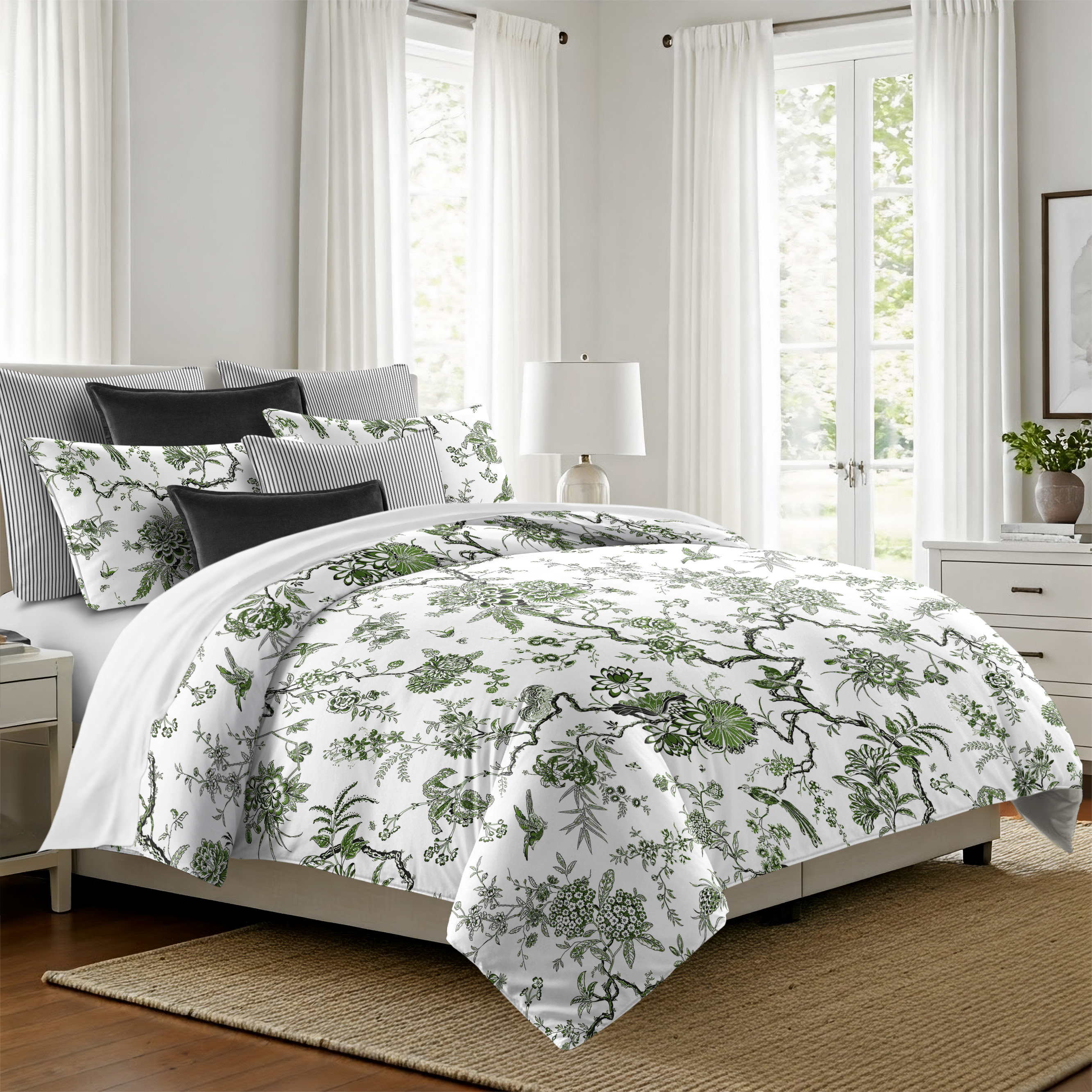 6ix Tailors Fine Linens Tree Top Avocado Cotton Duvet Cover Set | Wayfair