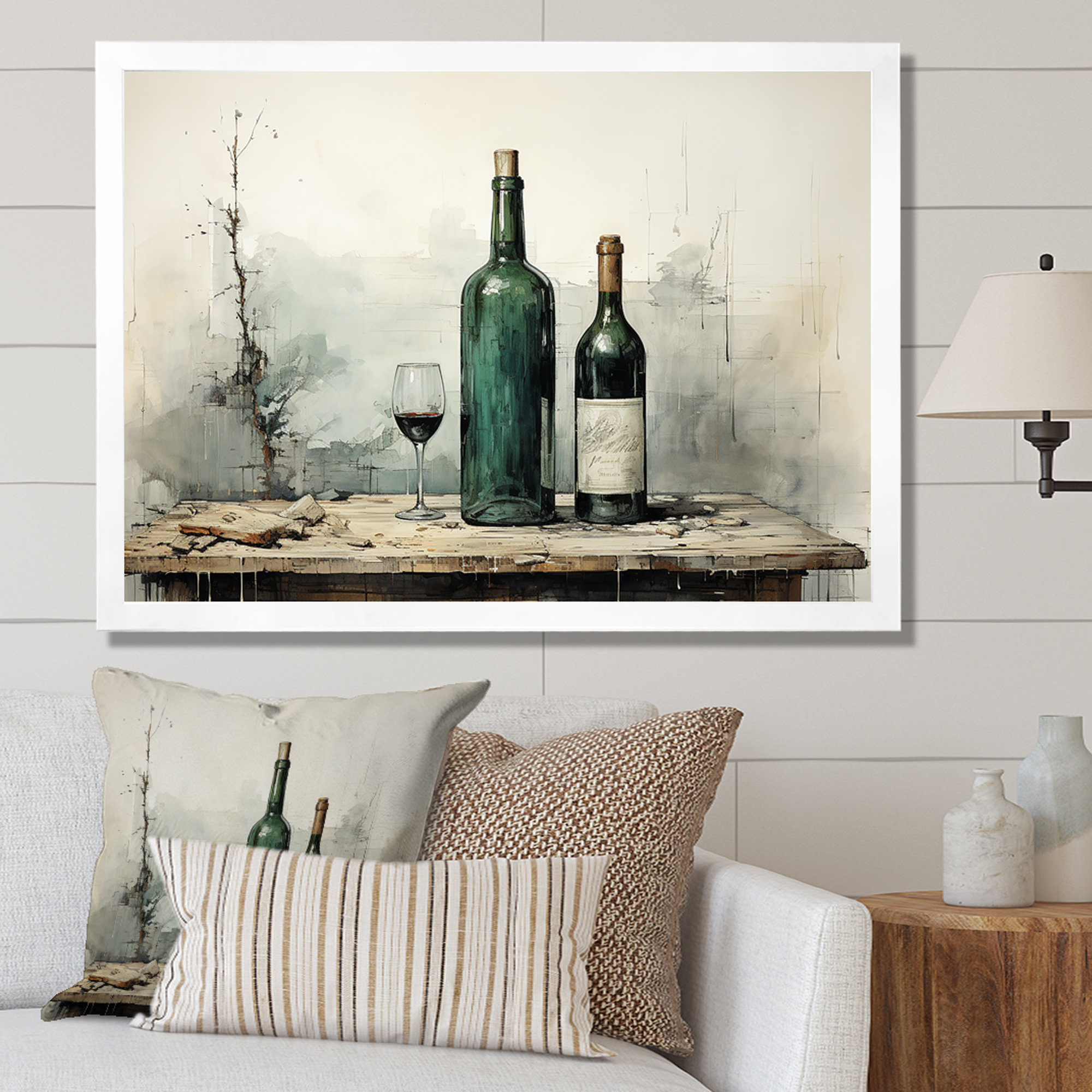 Red Barrel Studio Green Minimalist Wine Bottles Silhouette IV - Wine ...