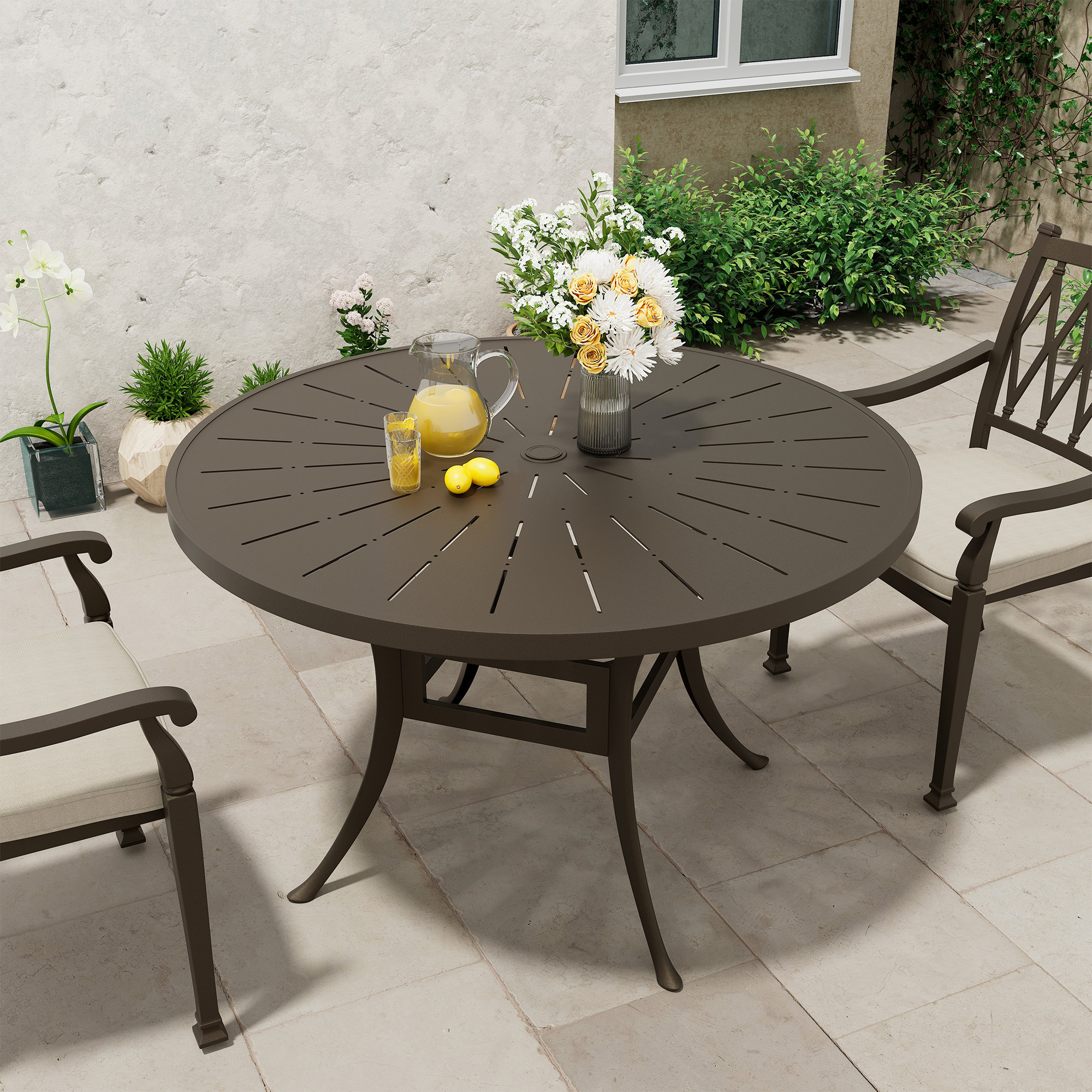 Alcott Hill® Fritsche Round 48.03'' Outdoor Cast Aluminum Round Dining ...