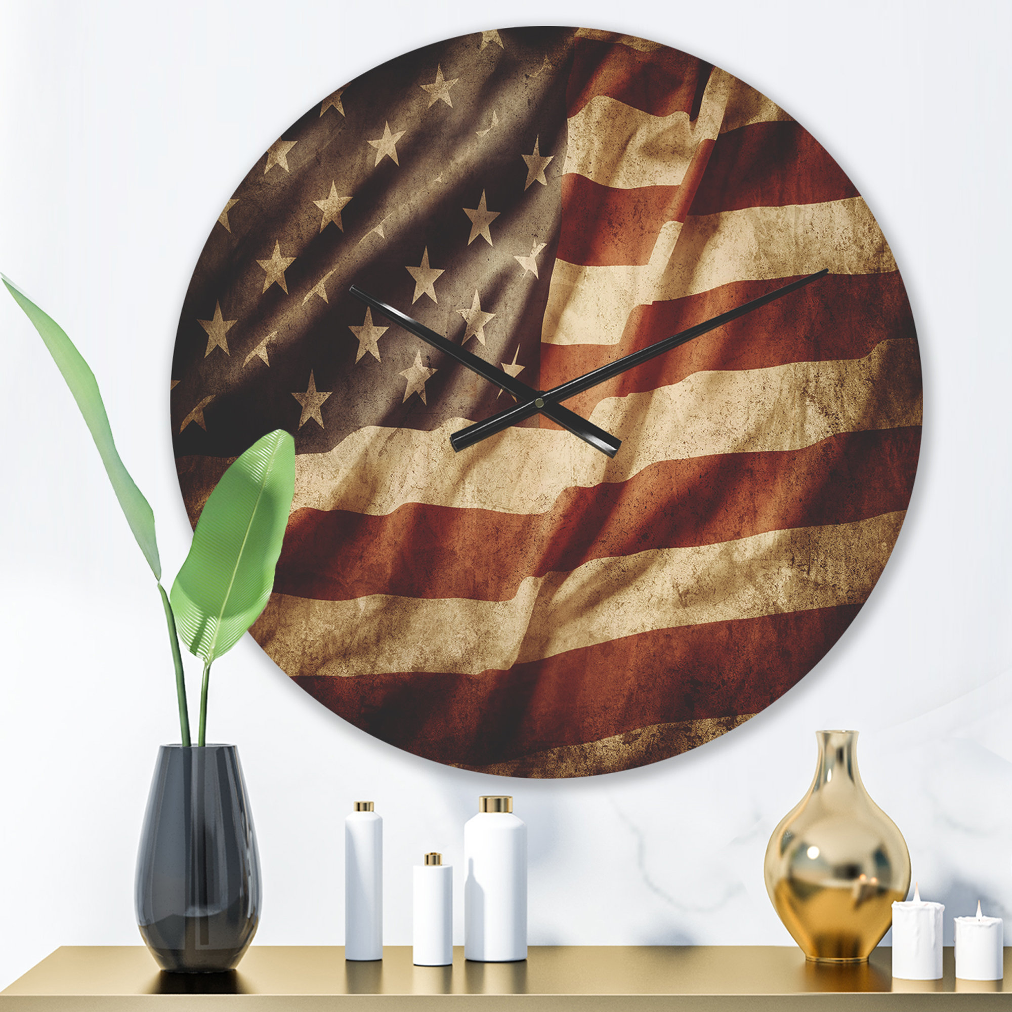 East Urban Home American Flag - Modern Wood Wall Clock | Wayfair