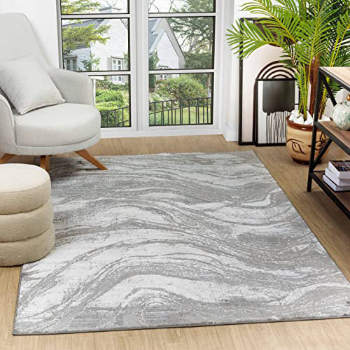 Wrought Studio™ Modern Abstract Area Rug Grey Faded Soft for Living ...