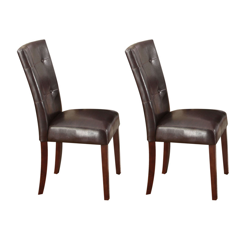 Wildon Home® Gaidouras Espresso and Walnut Tufted Back Parson Chairs ...