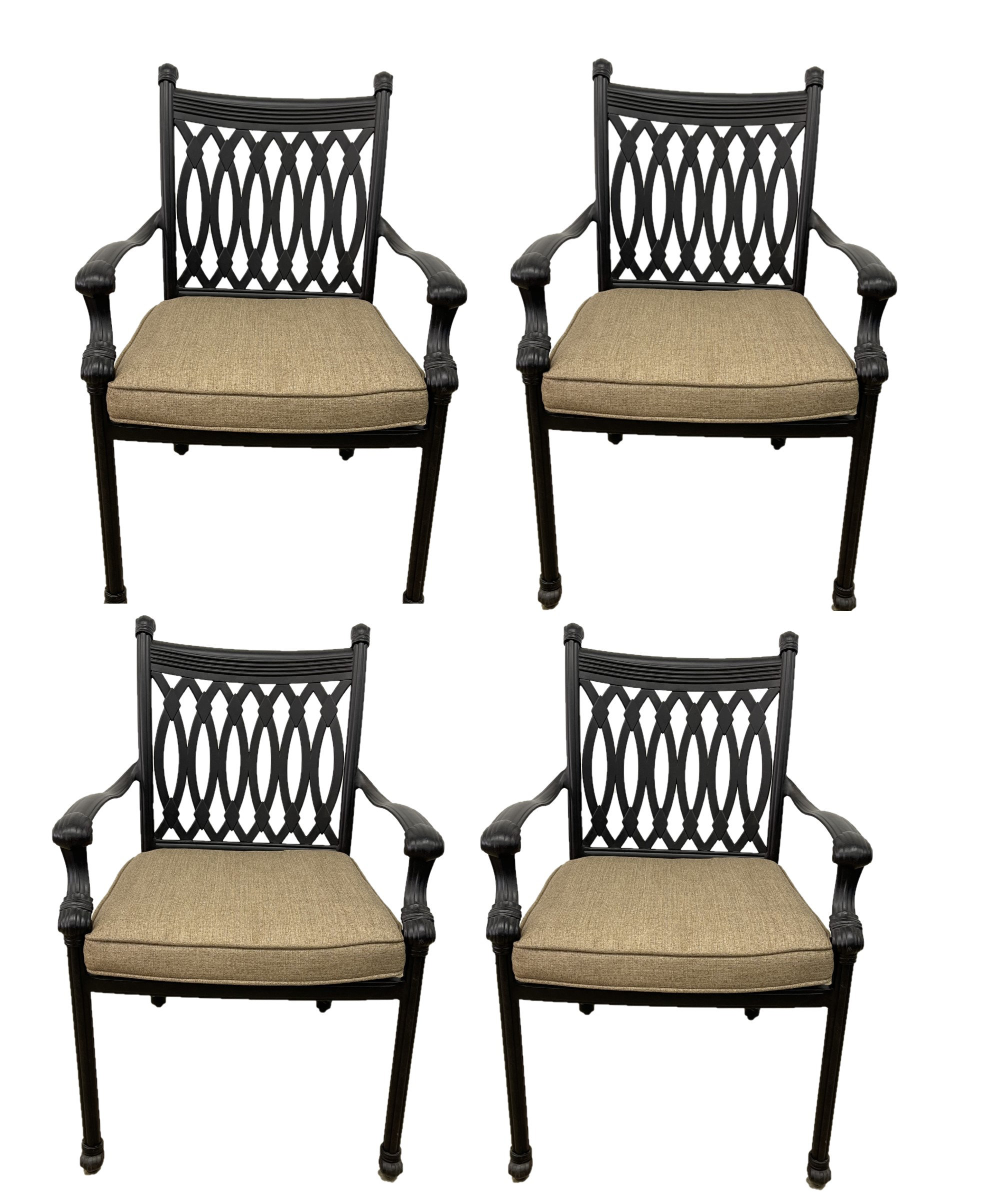K&B Patio Darrin Set Of 4 Stacking Patio Dining Armchair With Cushion ...