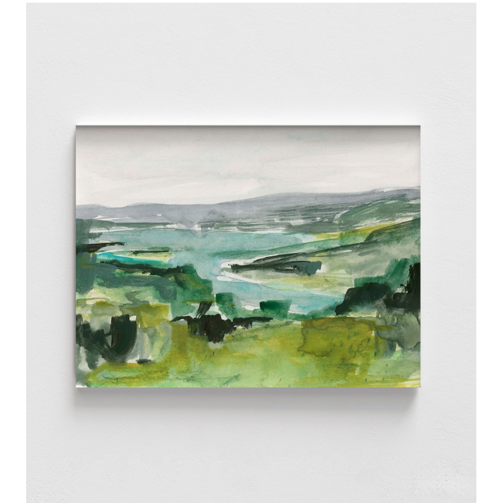 WeFrameArt Riverside Sketch I By Jacob Green, Green Watercolor Nature ...