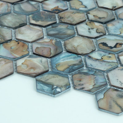 WS Tiles Mother of Pearl 1" x 1" Seashell Honeycomb Mosaic Wall Tile ...