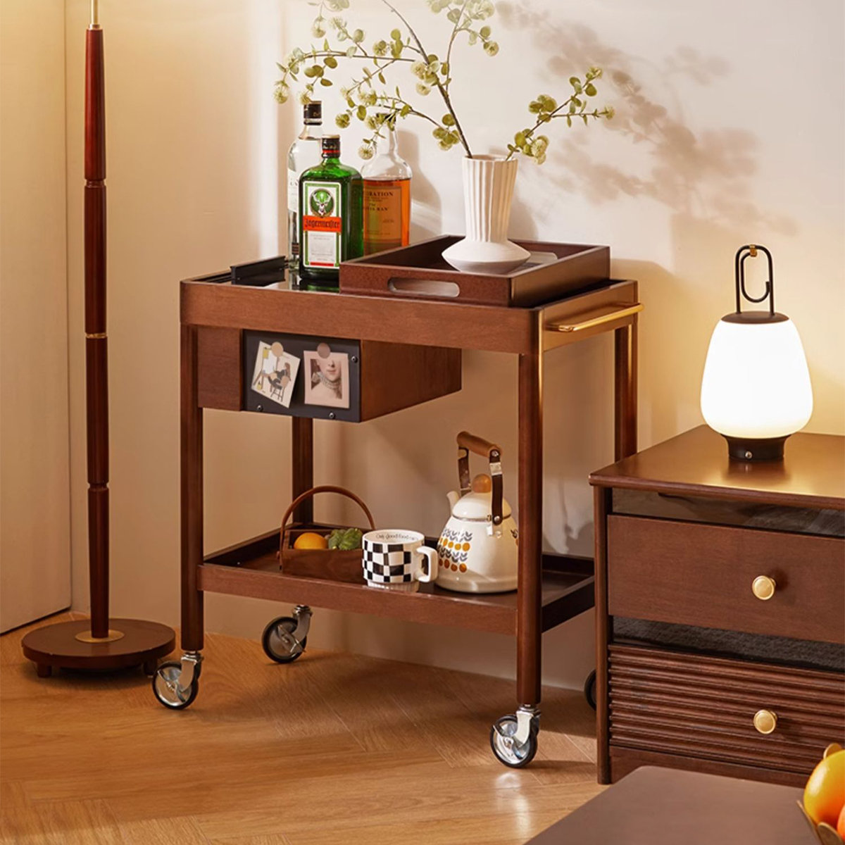 Hokku Designs 24.41" Brown Rectangular Solid wood Bar Carts - Wayfair ...