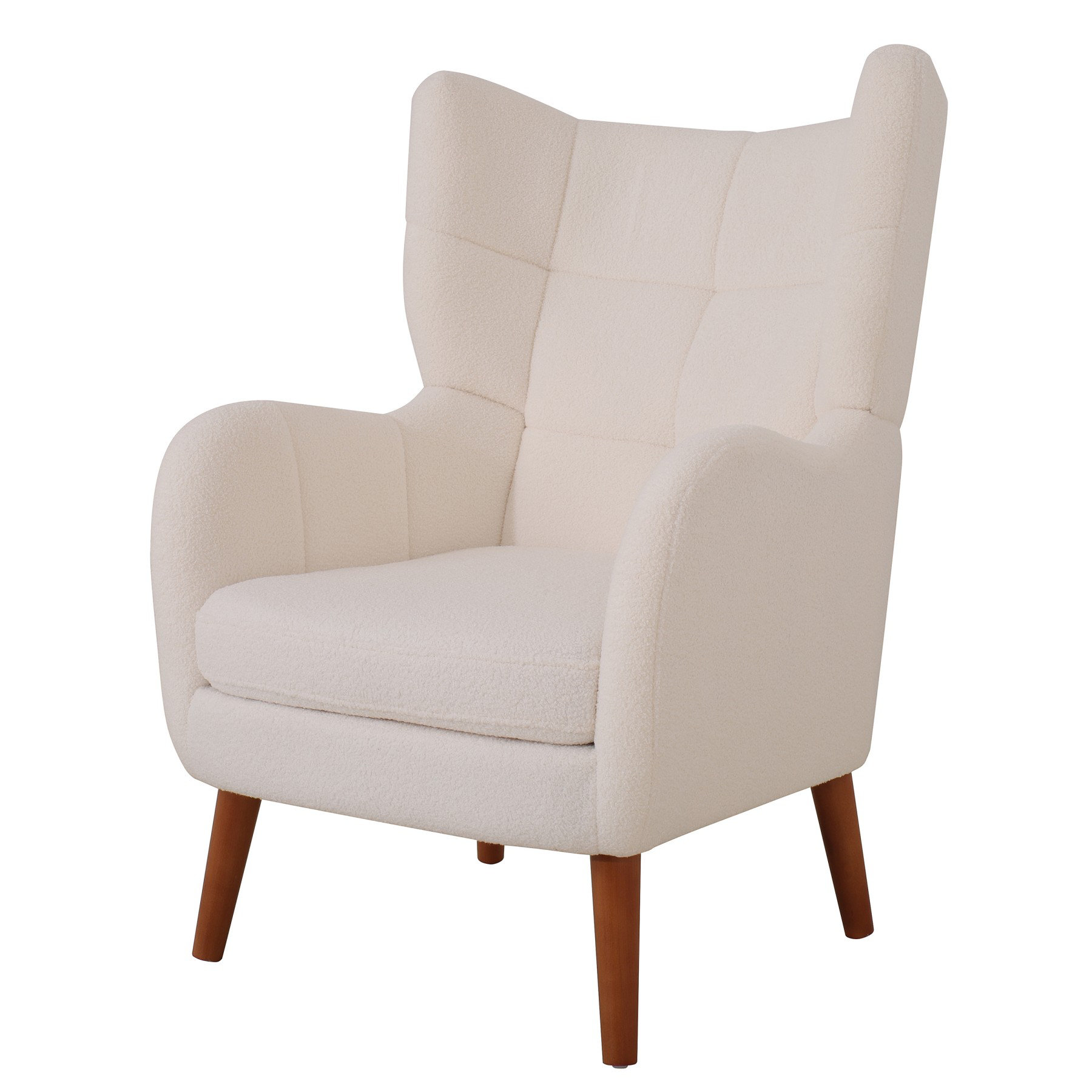 George Oliver Mid-Century Ivory White High Back Accent/Club Chair with ...