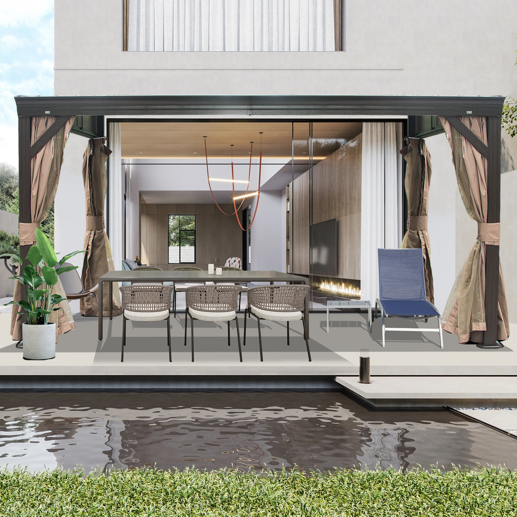 domi outdoor living Aluminum Patio Gazebo Lean to Wall Mounted Pergola ...