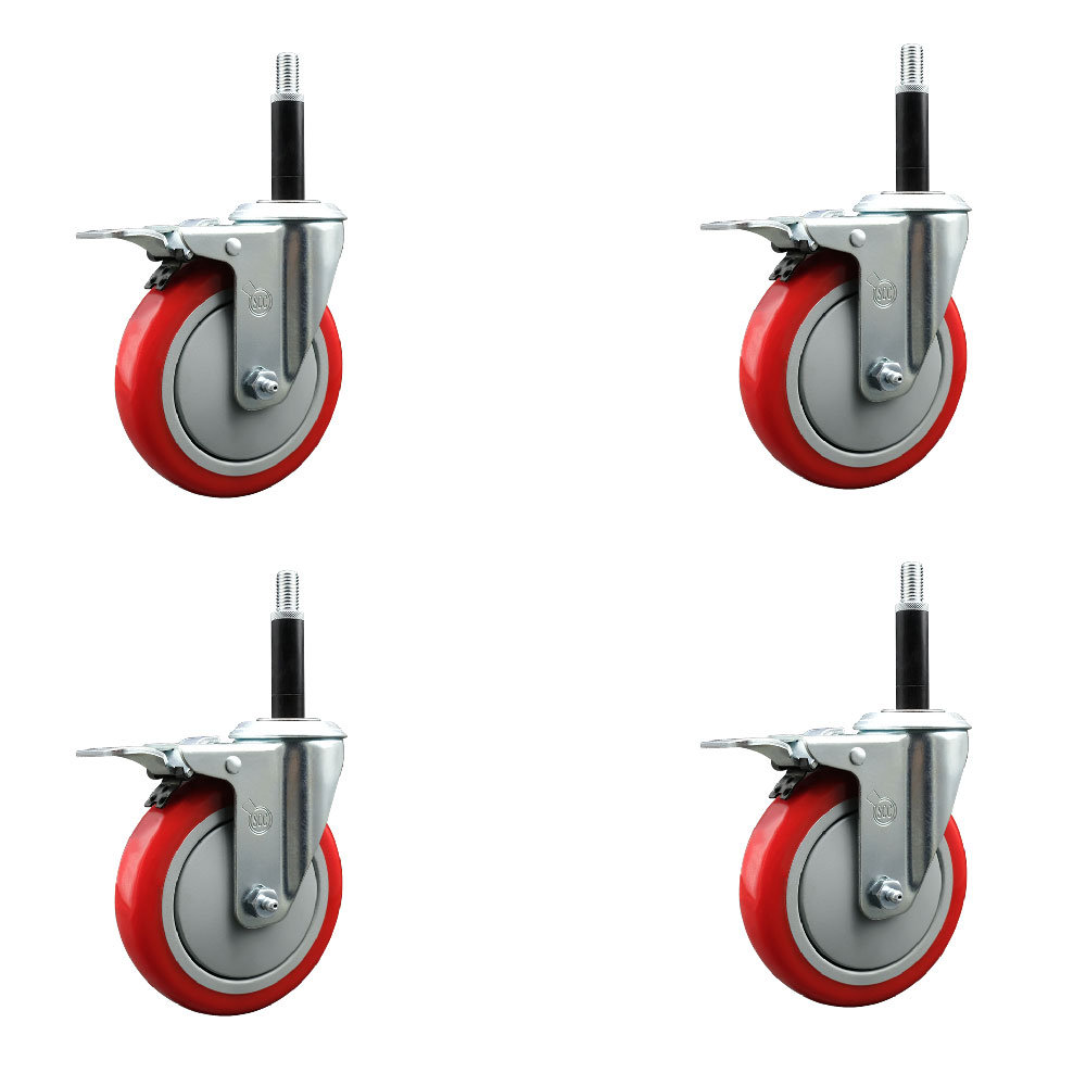 Service Caster 5 Inch Poly Swivel 3/4 Inch Expanding Stem Caster Set ...