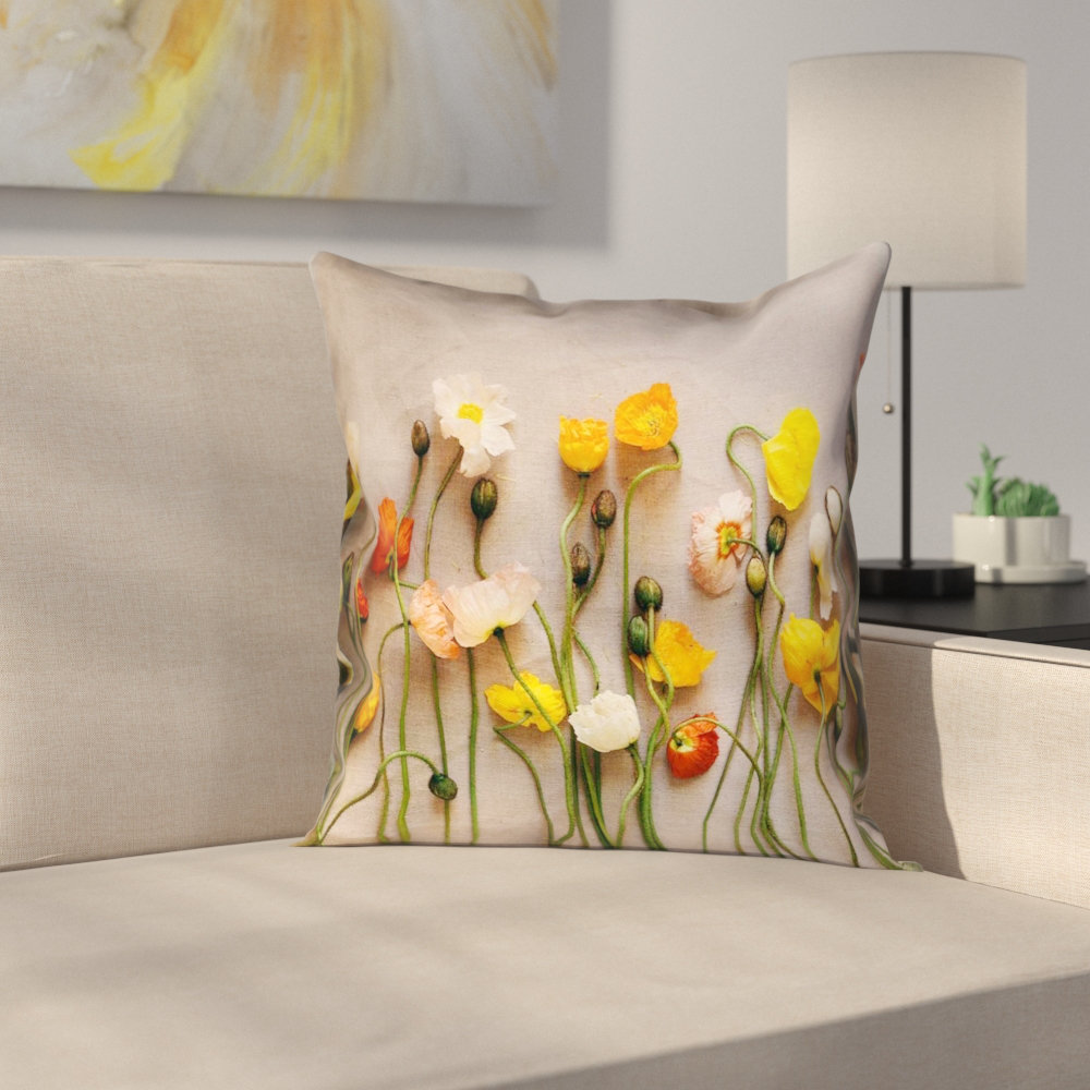 ArtVerse Erol Ahmed Dried Flowers Double Sided Print Square 100% Cotton ...