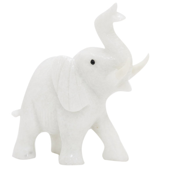 Novica Alexandre Costa Royal White Elephant Calcite Statue | Perigold