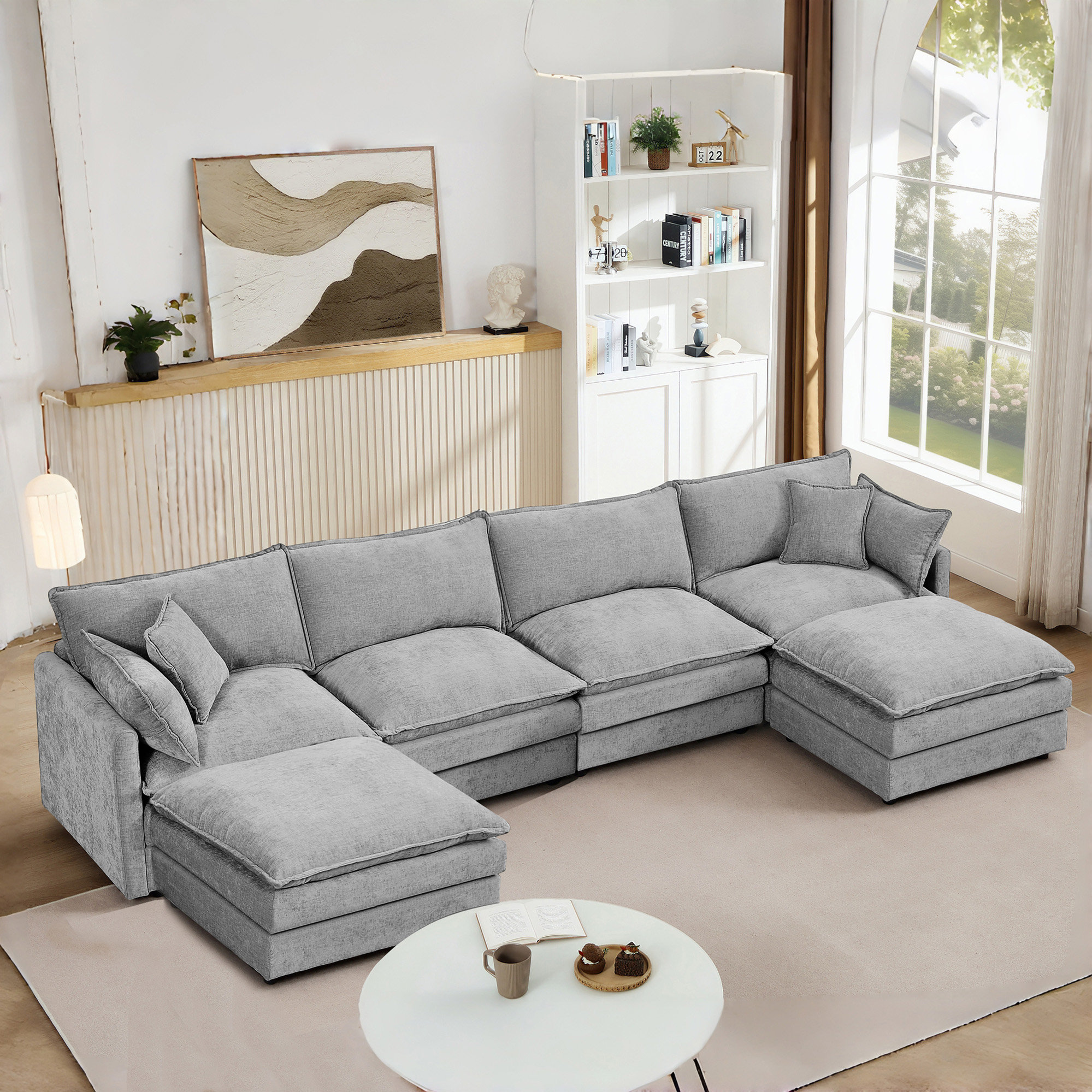 Latitude Run® Modular Sectional Sofa, 130.7 Inch U Shaped Couch Set For ...
