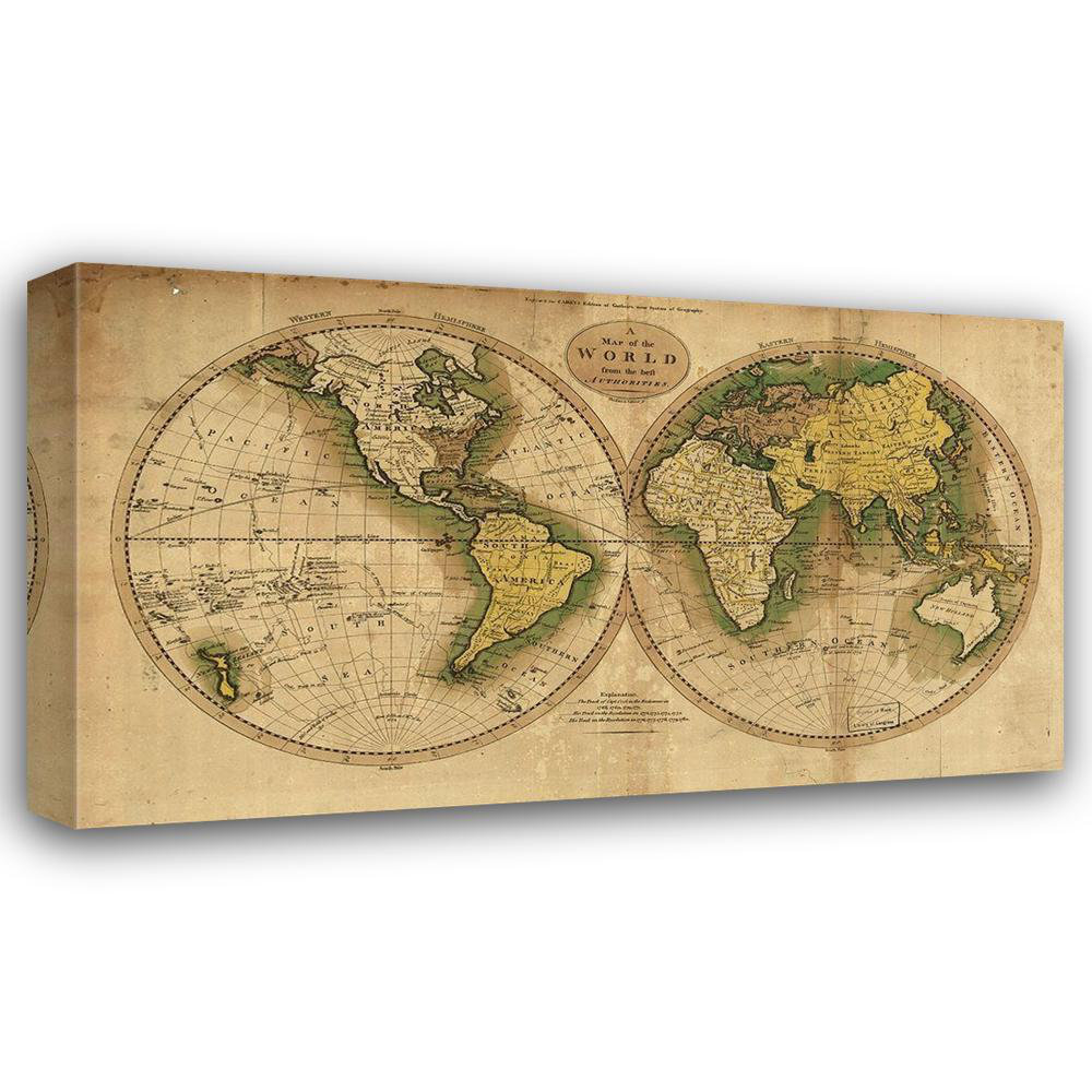 Lark Manor™ Vintage Maps Gallery Wrapped Canvas Art Titled: World Map 1795 | Wayfair