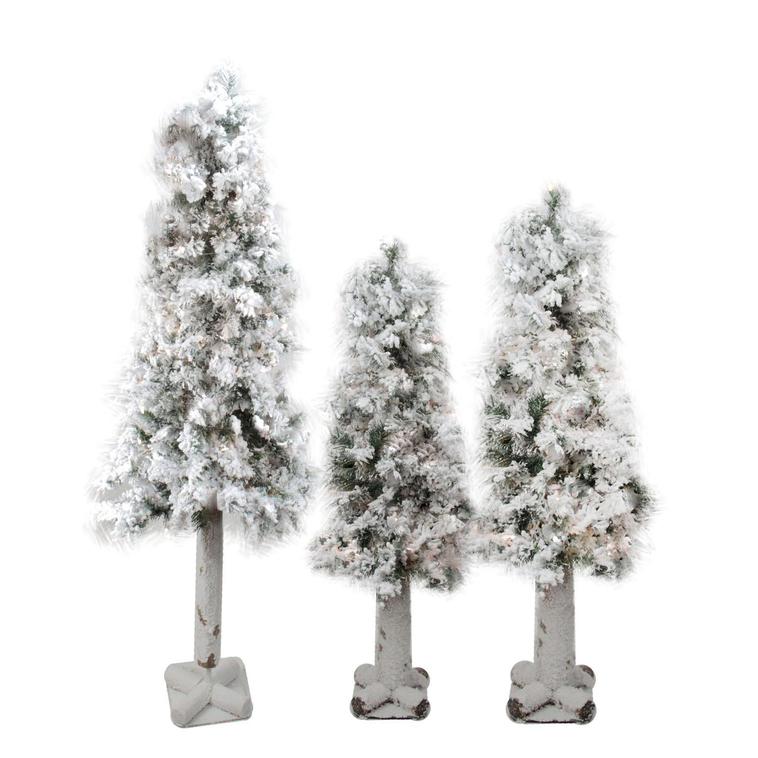 Northlight Seasonal Set of 3 Slim Flocked Alpine Artificial Christmas ...